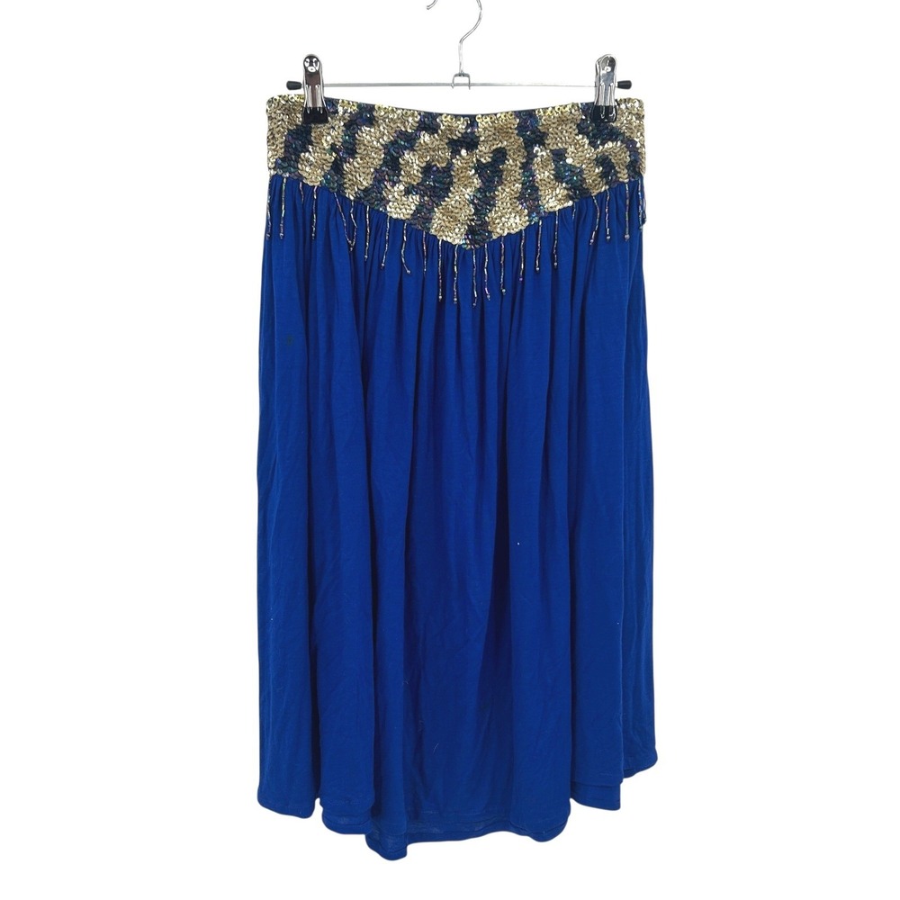 Jane Ashley | Tops | Boho Beaded Sequin Skirt Set L Blue Fringe 2 Piece ...